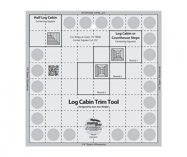 Creative Grids Log Cabin Trim Tool For 8" Finished Blocks Quilt Ruler ...