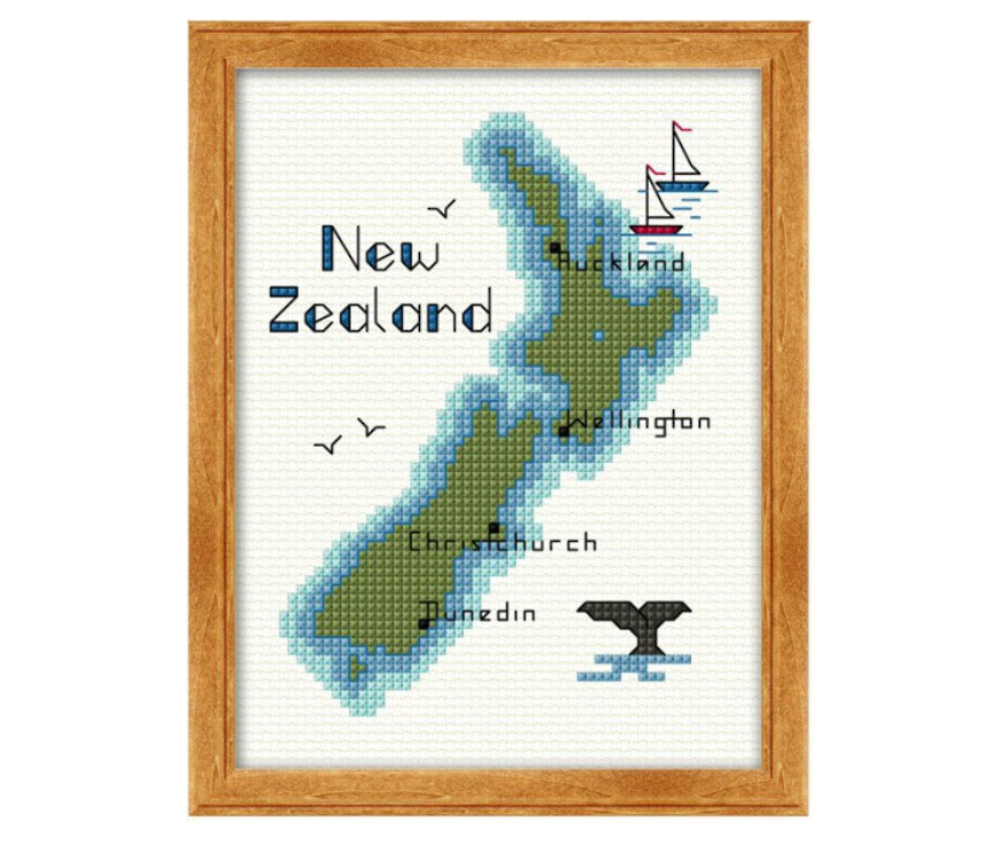 Cross Stitch Kit - Map of New Zealand – Sew It
