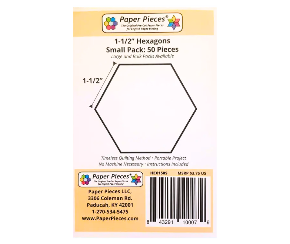 Paper Pieces - Hexagon 1.5" - x50 – Sew It