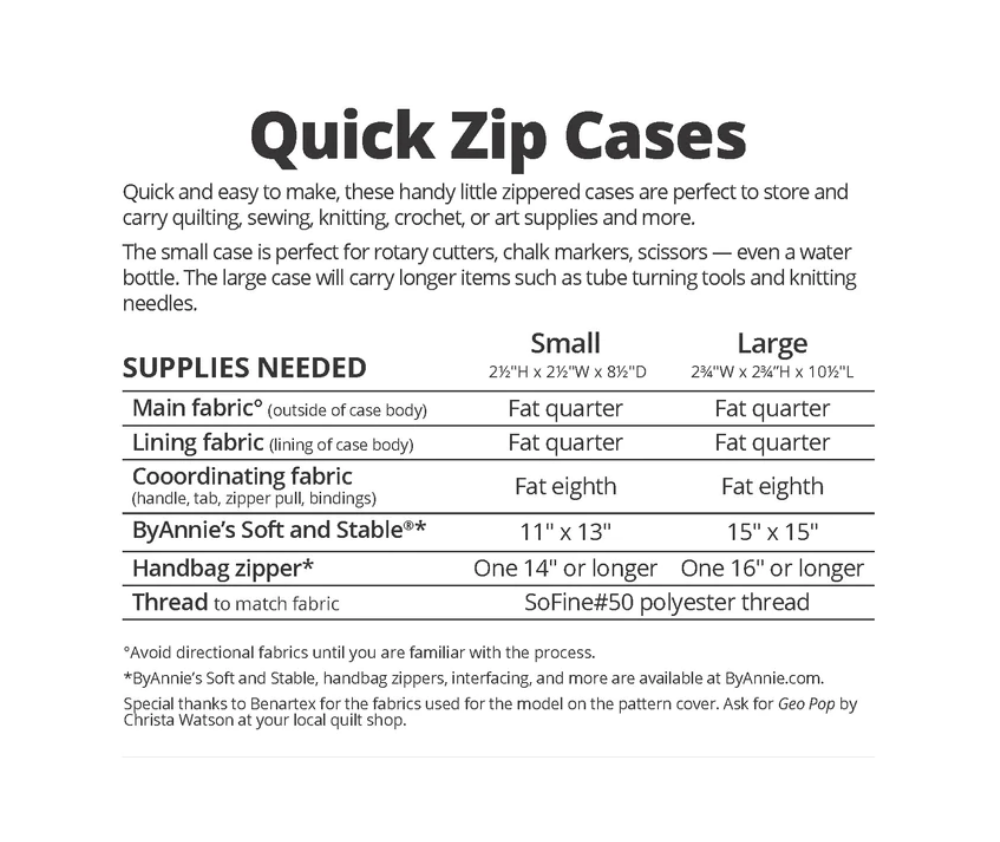 Quick Zip Cases - ByAnnie Pattern – Sew It