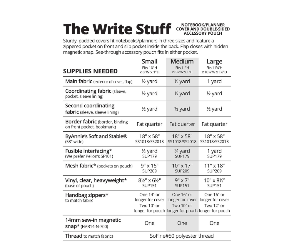 The Write Stuff - Patterns ByAnnie – Sew It