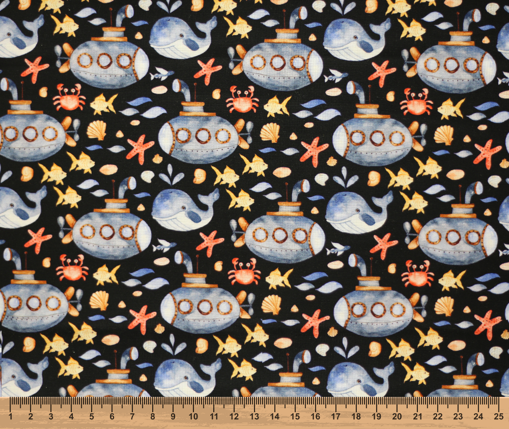 Whale of a Time 100% Cotton Fabric - 10cm Increments – Sew It